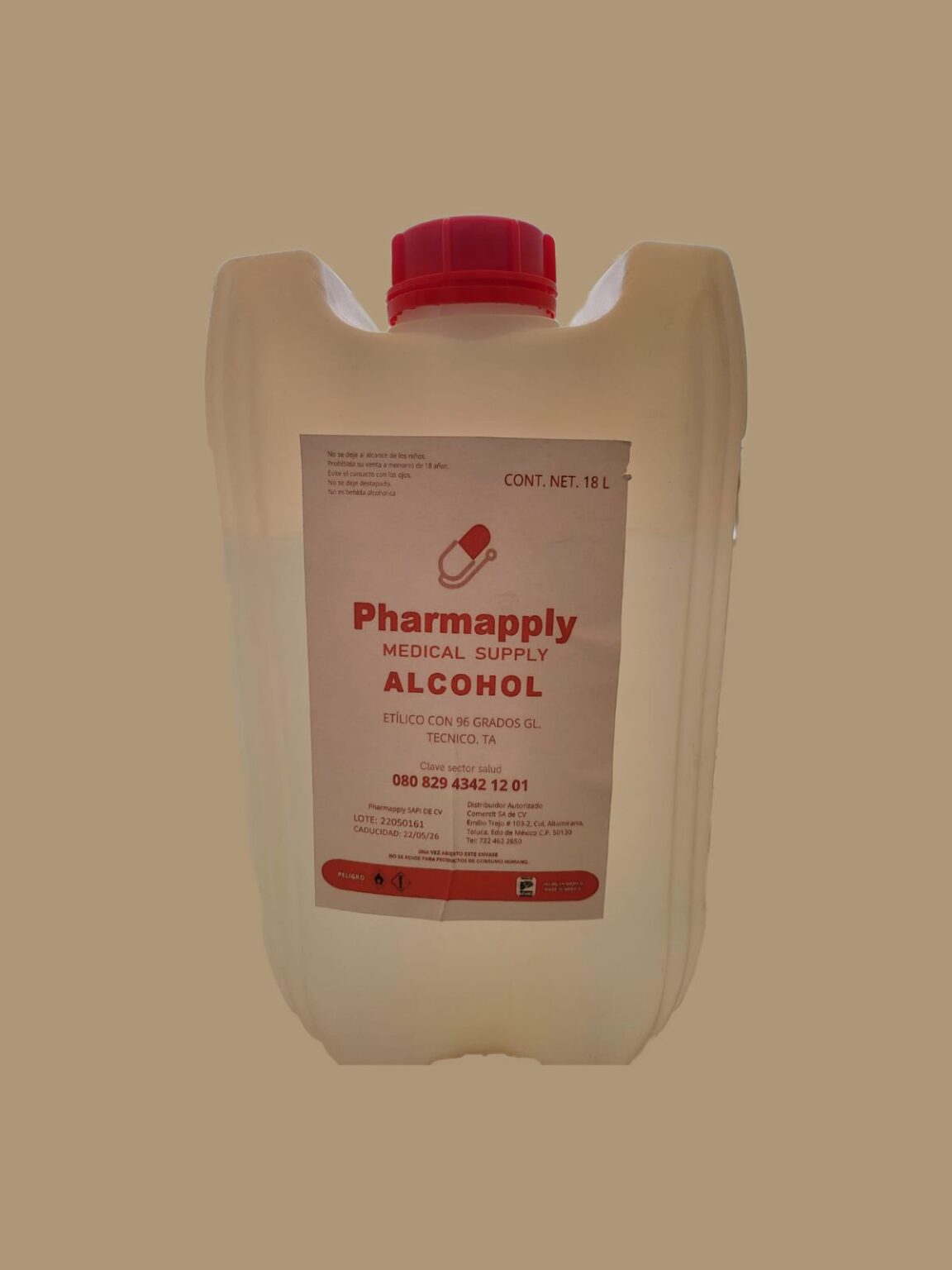 ALCOHOL ETILICO CON 96º. PORRON DE 18L – Pharmapply